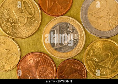 Mixed euro coins of various values Stock Photo - Alamy