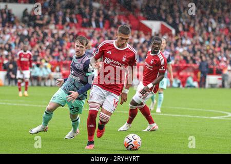 Nicolás Domínguez #16 of Nottingham Forest celebrates his goal to make ...