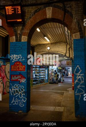 Brixton, London, UK: Subway beneath Brixton railway station at night ...