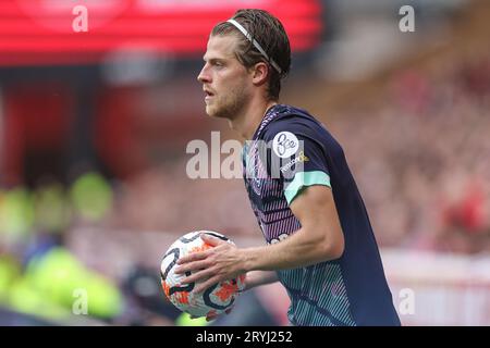 Mathias Jensen of Brentford takes a throw-in during the Brentford v ...