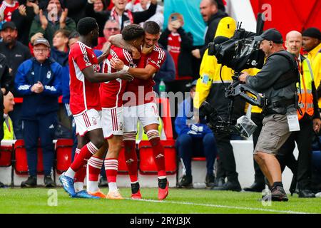 Nicolas Dominguez of Nottingham Forest celebrate after scoring during ...