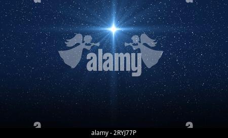 Christmas star, starry sky and angels, Nativity of Jesus Christ Stock ...
