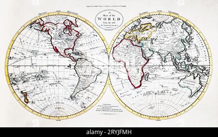 A map of the world from the best authorities. Double hemisphere map ...