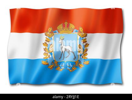 Samara state - Oblast - flag, Russia waving banner collection. 3D ...