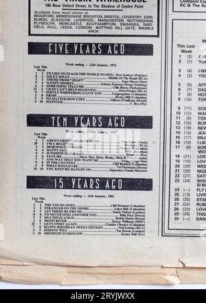 Pop Charts in 1970s issue of NME New Musical Express Music Paper Stock ...