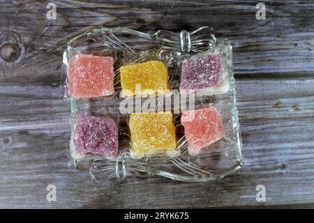 plain jelly colorful taffy candy sweets with flavors covered with sugar ...