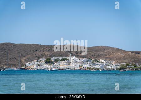 Panoramic view of Adamantas Fenerbahce, Milos, from Papikinou beach ...