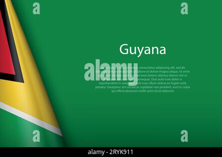 3d ribbon with national flag Guyana isolated on white background with copyspace Stock Vector ...