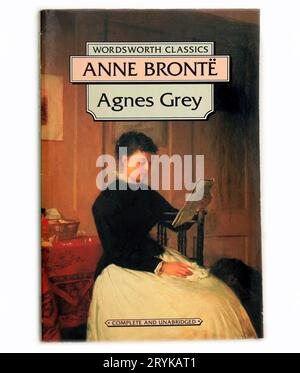 Anne Bronte - Agnes Grey book cover on white background. Studio set up ...