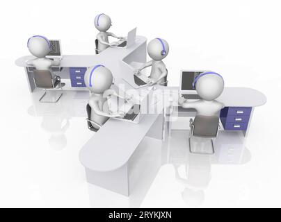 Call center with 3D figures Stock Photo - Alamy