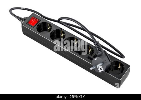 Surge protector or spike suppressor. A power bar with built-in surge ...