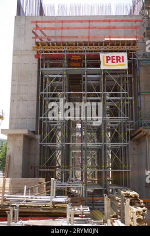 Inside Humboldt Forum construction site with Fernsehturm (TV Tower) in ...