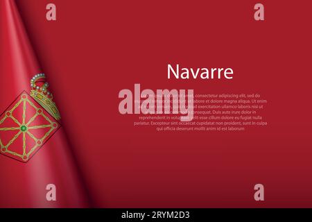 3d ribbon with flag Navarre. Spanish autonomus community. isolated on white background with ...