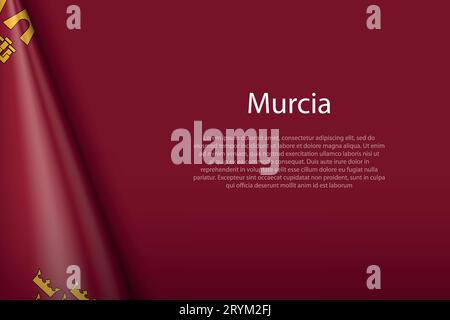 3d ribbon with flag Murcia. Spanish autonomus community. isolated on ...