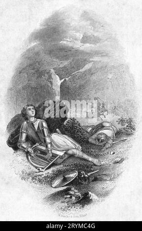 Engraving of a young minstrel Stock Photo - Alamy