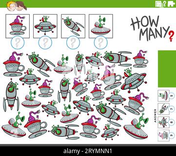 Cartoon Illustration of Education Counting Game for Coloring Book Stock ...