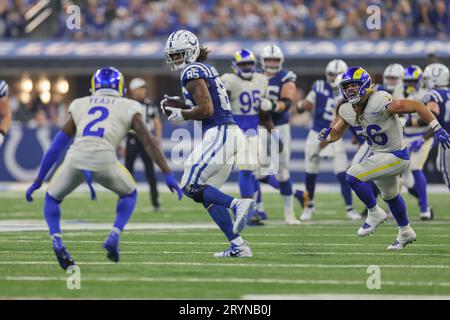 Indianapolis Colts tight end Drew Ogletree (85) works during the first ...