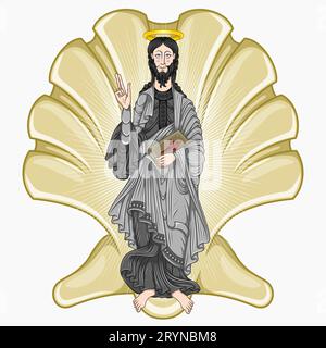 Camino de Santiago cross Symbol icon. Cross of Saint James. Inline flat ...