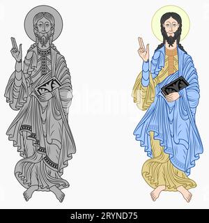 Vector design Saint James the Apostle holding a bible, with the symbol ...