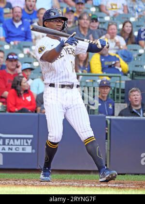Milwaukee Brewers' Andruw Monasterio during the fourth inning of a ...