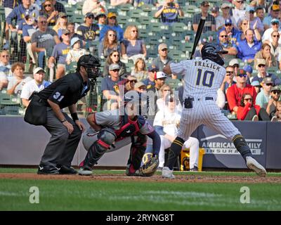 Milwaukee Brewers' Sal Frelick at bat during the fifth inning in Game 2 ...