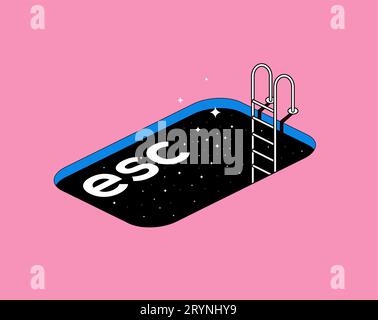 Esc Escape key icon. Keyboard button symbol, black and white outline ...