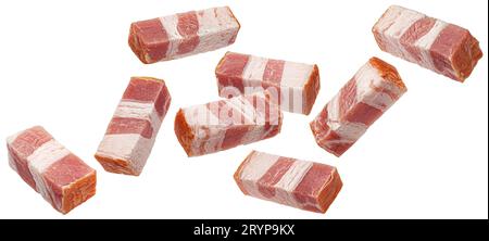 Italian pancetta, bacon cubes isolated on white background Stock Photo ...