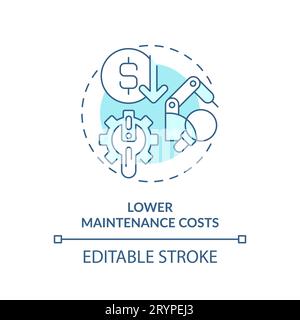 2D thin linear icon lower maintenance costs concept Stock Vector Image ...