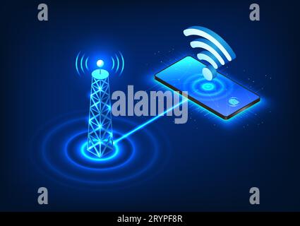 Transmission cellular tower or mobile communications tower on city ...