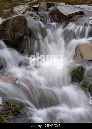 Waterfalls and cascades in Ashes Hollow, a valley on The Long Mynd ...