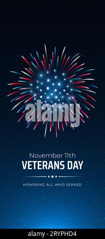 Veterans day november 11, template american fireworks blue sky ...