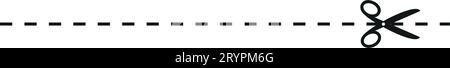 Cut line icon with scissor, cut here guidance, scissors and dash ...