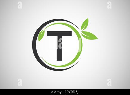English alphabet with green leaves. Organic, eco-friendly logo design ...
