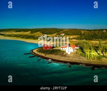An aerial view of Point Betsy Lighthouse in Michigan Stock Photo - Alamy