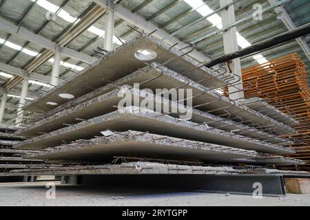 Concrete composite floor slab in the production workshop Stock Photo ...