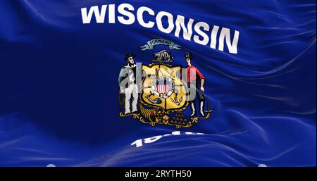 State of Wisconsin flag blowing in the wind. Part of a series Stock ...