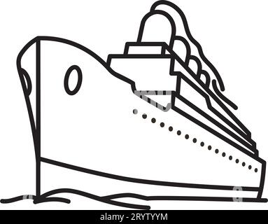 cruise liner line icon, outline symbol, vector illustration, concept ...