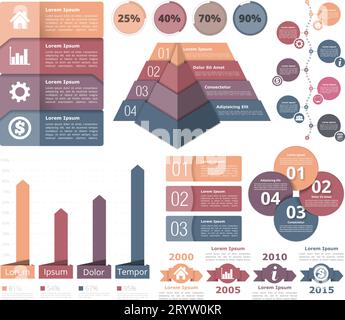 Pyramid chart with five elements, pyramid infographics template, vector ...