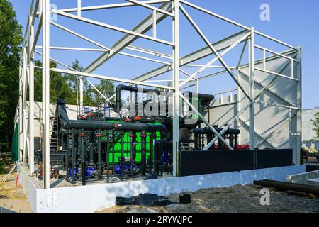 Steel framework of new wood chip biofuel heat power station before ...