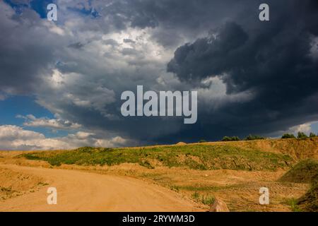 Menacing rain clouds gathering in the sky, deteriorating weather on a ...