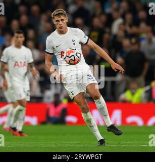 Tottenham Hotspur's Micky van de Ven, right, celebrates scoring with ...