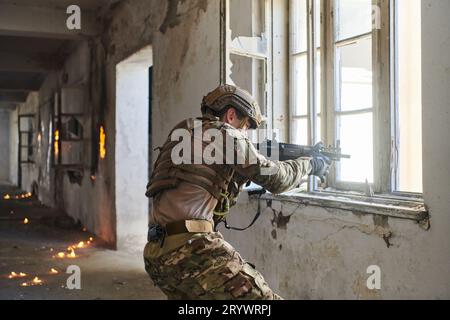 A professional soldier carries out a dangerous military mission in an ...