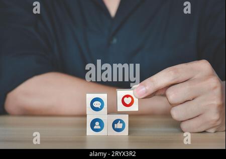 Concept of Internet and networking with digital cube figure on dark ...