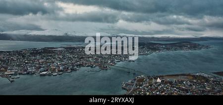 Panoramic shot of the Tromso was photographed from the mountain ...