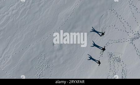 Human shadows and footprints on the snow Stock Photo - Alamy