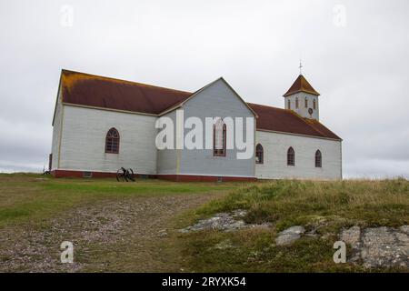 Wooden church on Ile-aux-Marins in St. Pierre, France Stock Photo - Alamy
