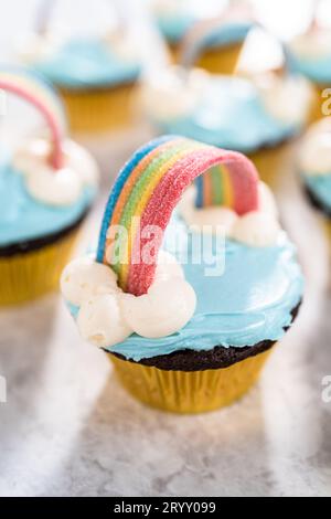 Unicorn rainbow chocolate cupcake Stock Photo - Alamy