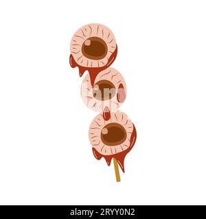 Scary Halloween dish. Zombie menu. Terrible food. Cake with worms with ...
