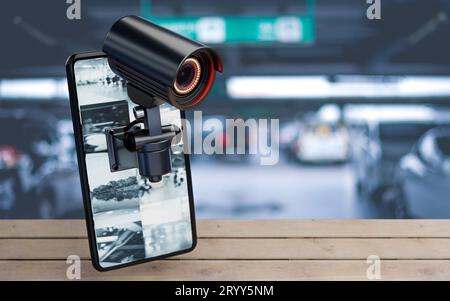 Security camera in parking lot Stock Photo - Alamy
