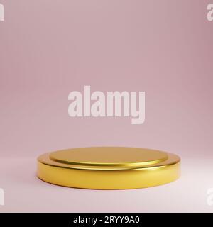 pink rose gold podium on water, Abstract geometric empty pedestal for ...